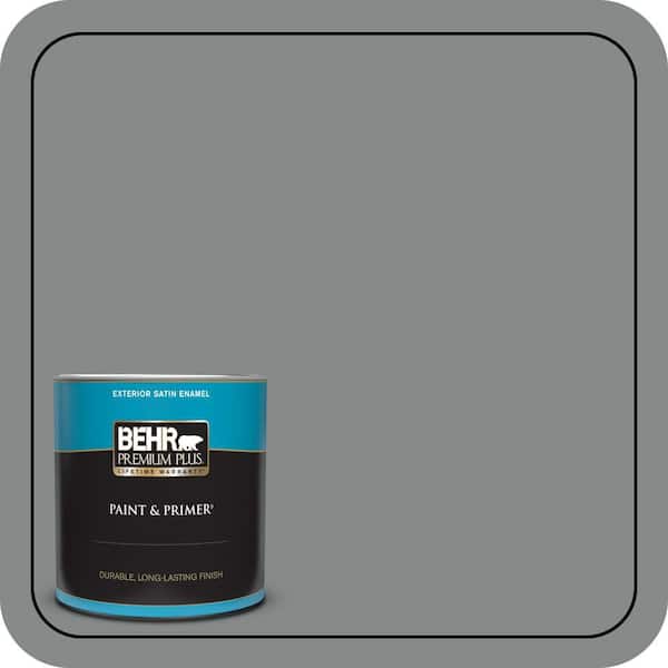 BEHR PREMIUM PLUS 1 qt. #N460-5 Slate Rock Satin Enamel Exterior Paint ...