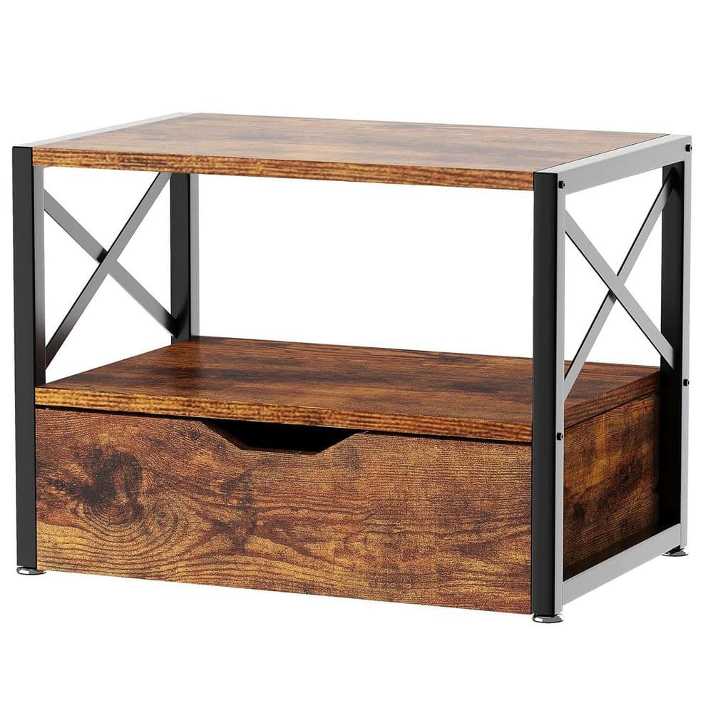 Rustic Brown 17.3 in. x 13 in. Wood Rustic Desk Organizer Shelf with ...