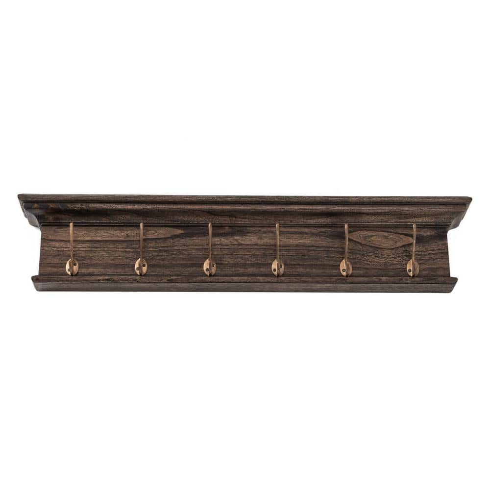 HomeRoots Charlie 39.37 in. Black Wash Wall-Mounted with Shelf ...