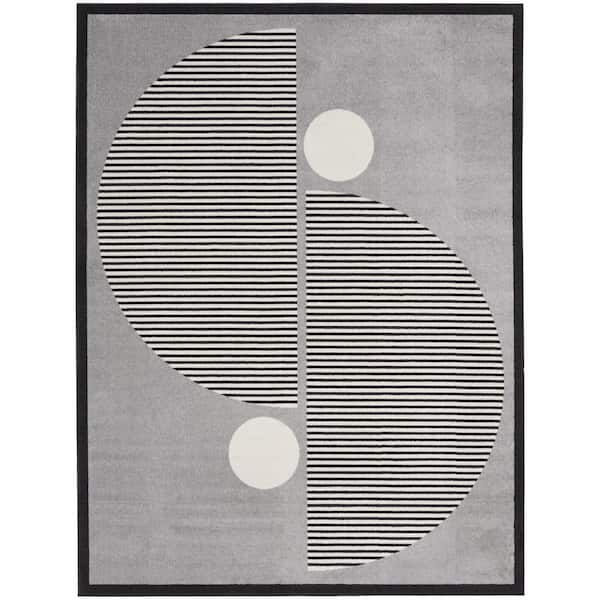 Nourison Modern Passion Grey/Black 8 ft. x 10 ft. Geometric ...
