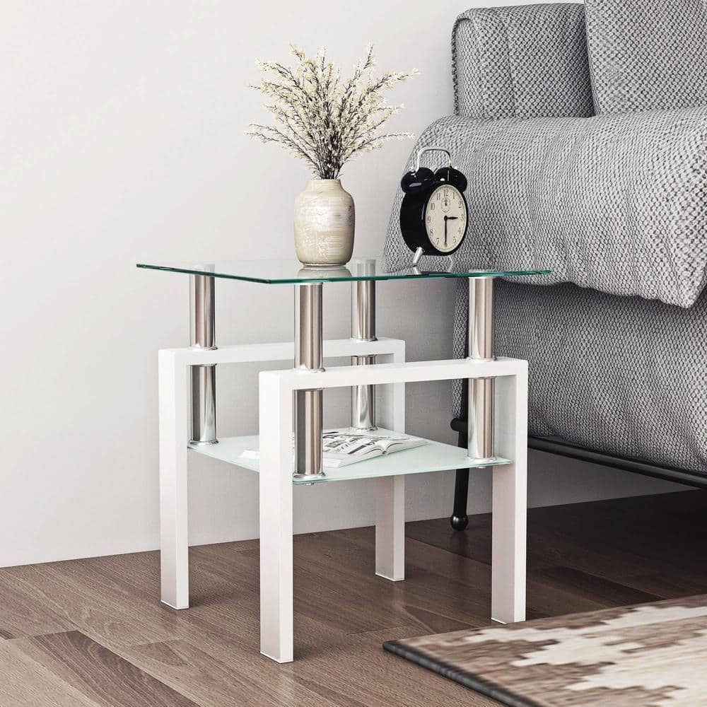 Zeus & Ruta 1-Piece Transparent Modern Tempered Glass Tea Table End ...