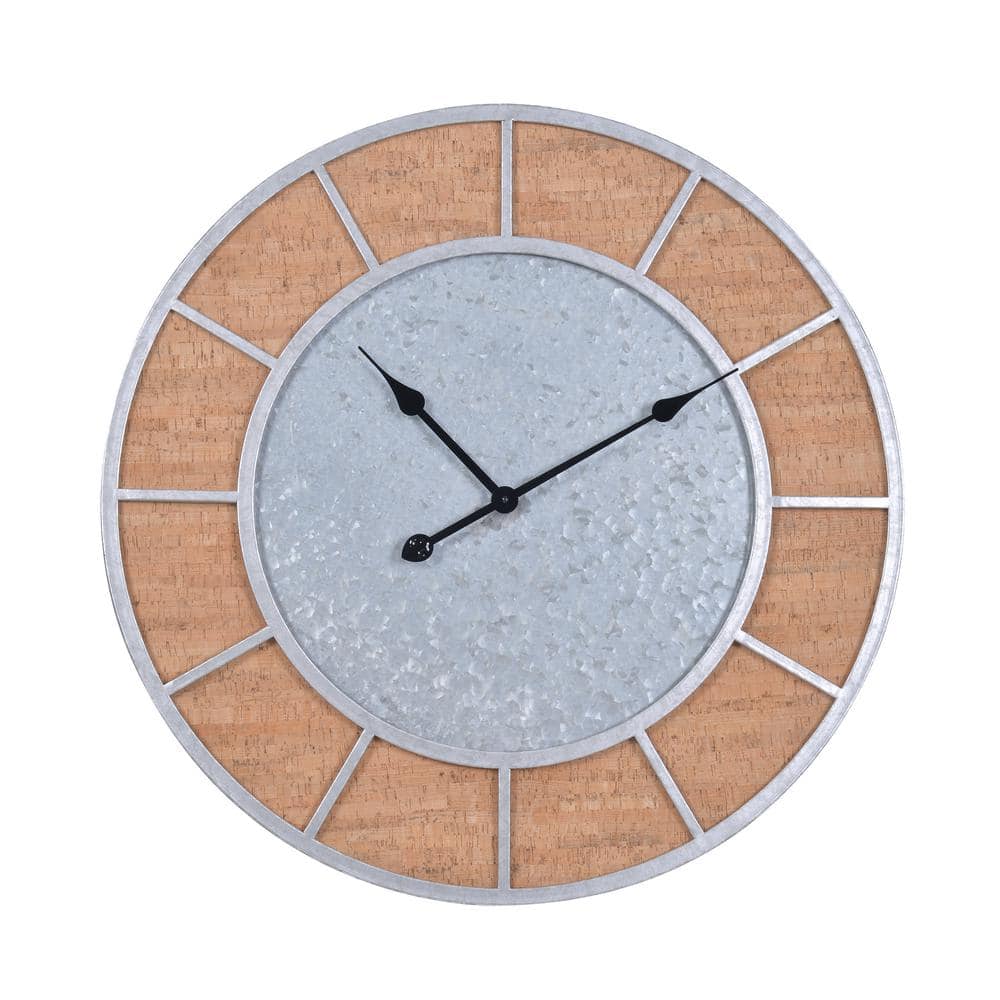 Manor Brook Latham Galvanized and Cork Wall Clock MB100342 - The Home Depot