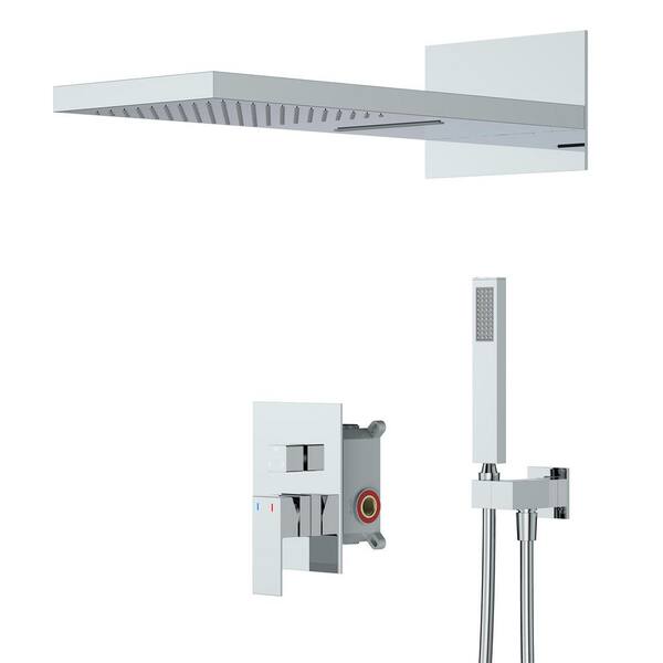 GIVING TREE Single Handle 3-Spray Shower Faucet 2.0 GPM with Waterfall ...