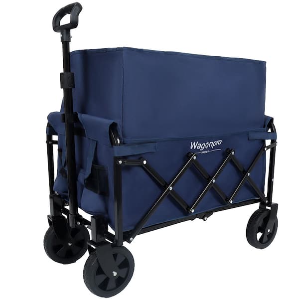 3.94 cu. ft. Dark Blue Steel Expandable Dual-Layer Utility Wagon Garden ...