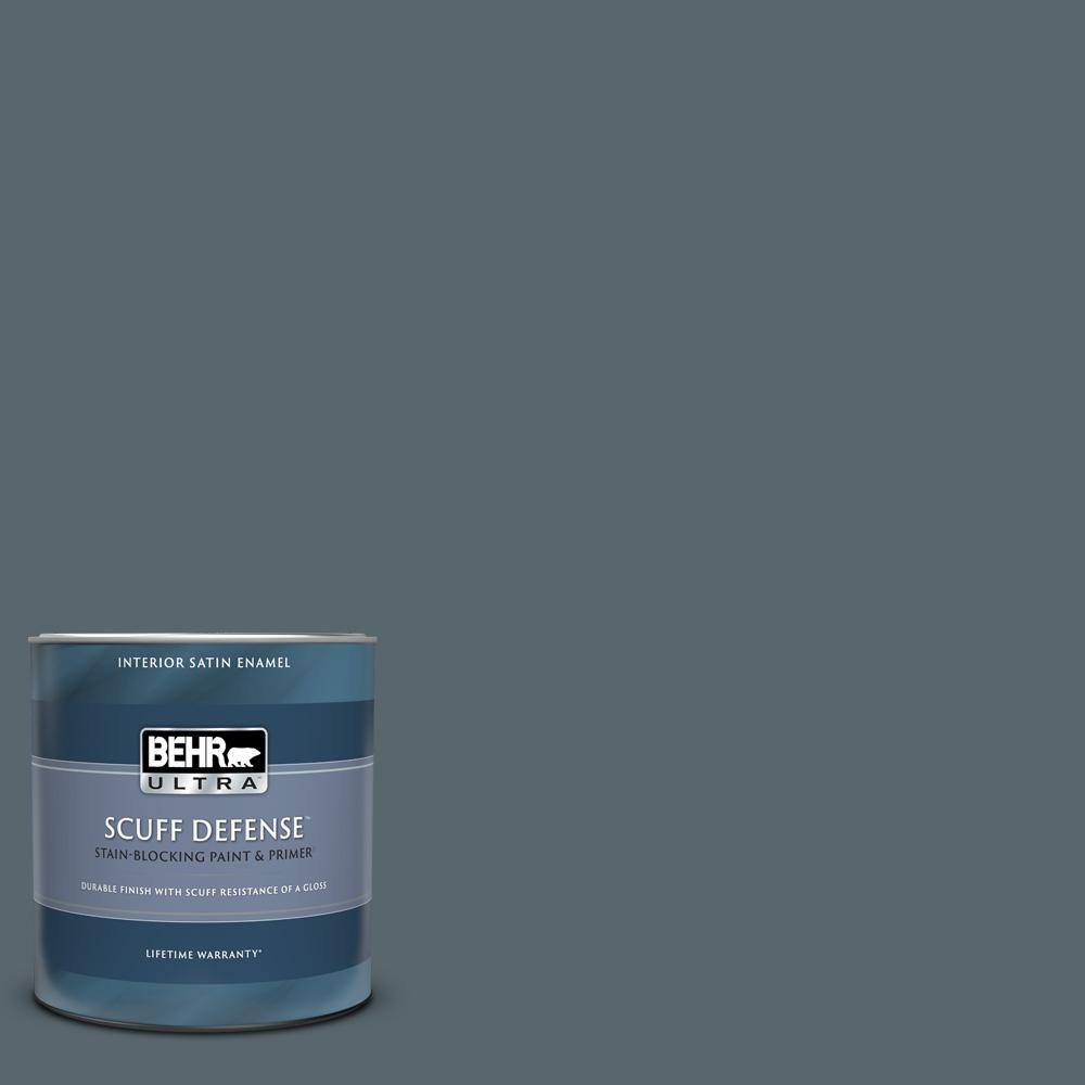 BEHR ULTRA 1 qt. #N470-6 Whale Gray Extra Durable Satin Enamel Interior ...