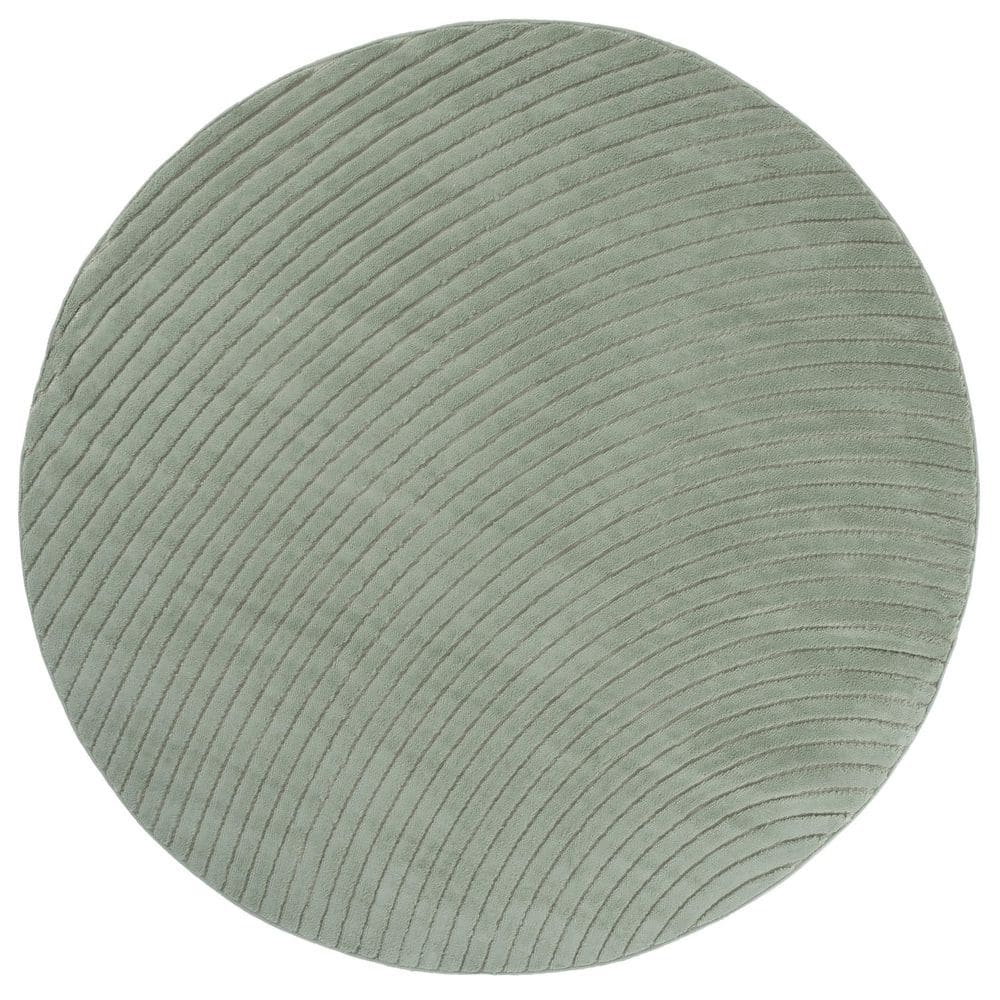 SAFAVIEH Selena 7 ft. x 7 ft. Green Solid Wave Round Area Rug SLE664Y ...