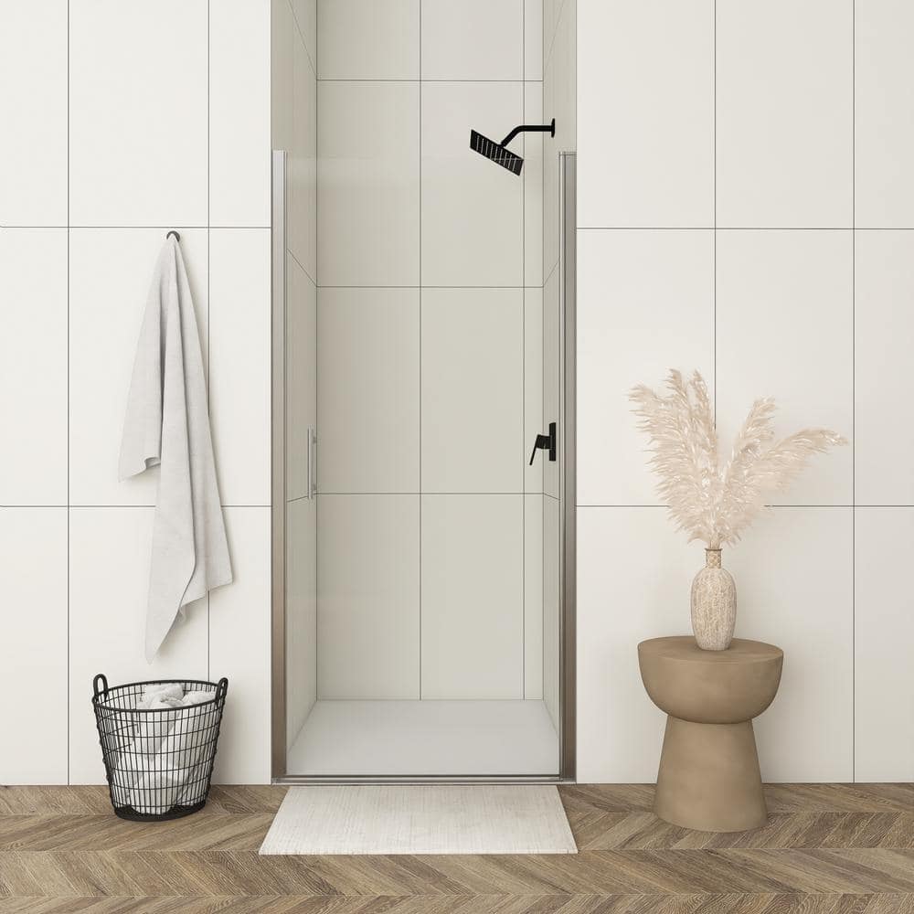 Boosicavelly Pivot Frameless Shower Door in Chrome Finish with Clear ...