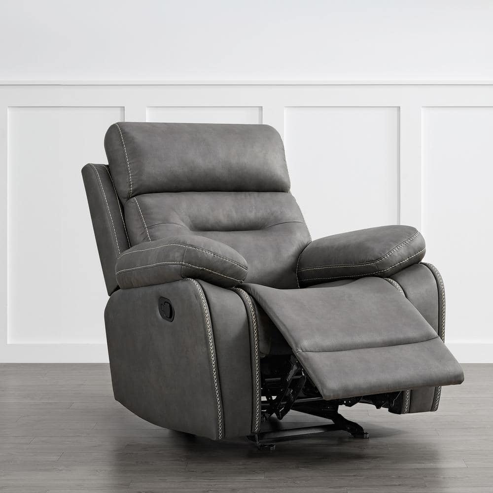 Spruce & Spring Melisande Fabric Gray Manual Rocker Recliner Chair with ...