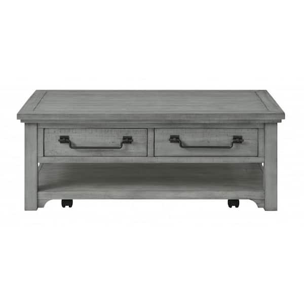 HomeRoots Amelia 28 in. Dove Grey Rectangle Wood Coffee Table with ...