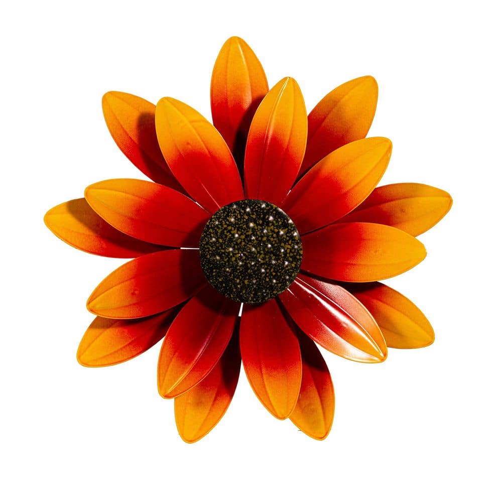 Evergreen 13 in. x 13 in. Red Metal Sunflower Wall Spinner Wall ...