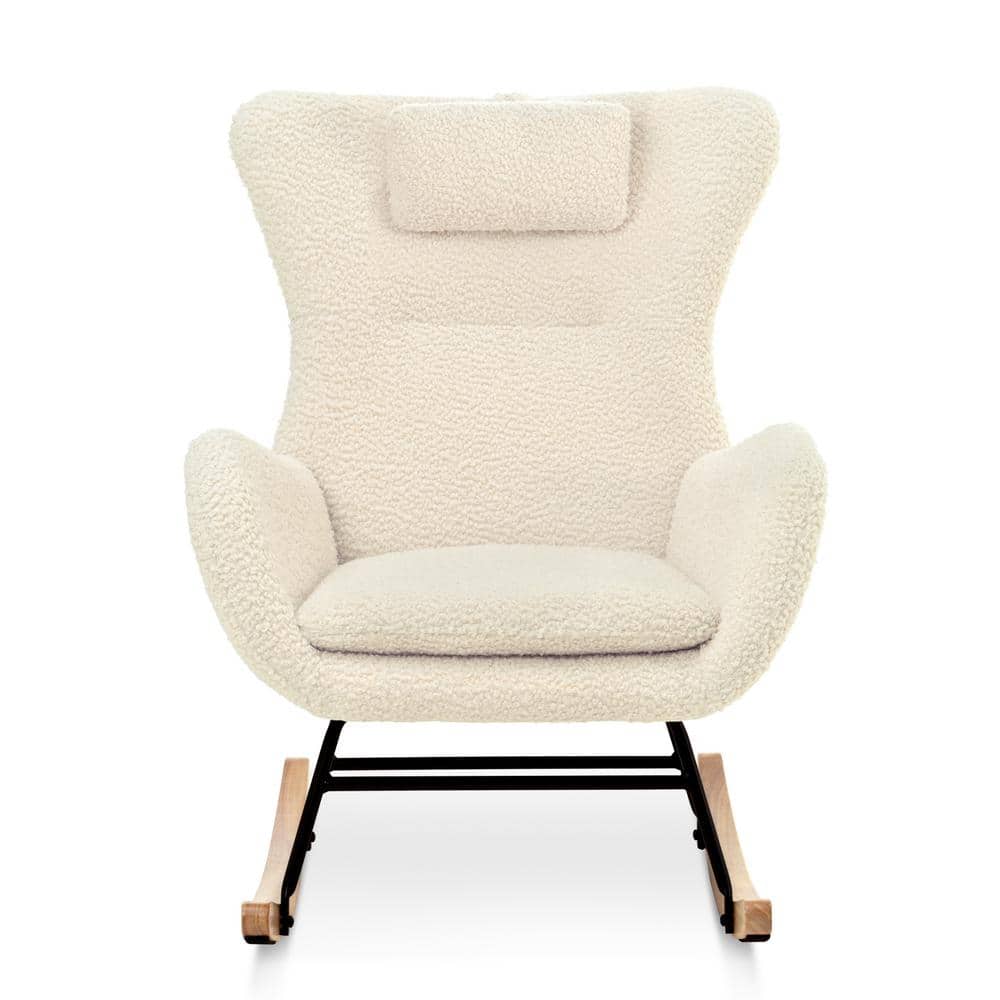 Cesicia Beige Fabric Padded Seat Rocking Chair with Armrests W680Chair1 ...