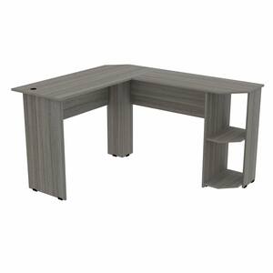 Outopee 52 in. W L-Shaped Brown Wood Computer Desk with 2-layer ...