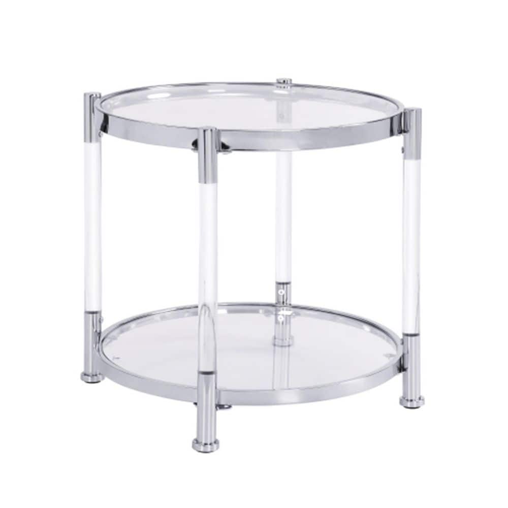 AOPSPS Chrome Kitchen Cart with Tempered Glass Top X82153571 - The Home ...