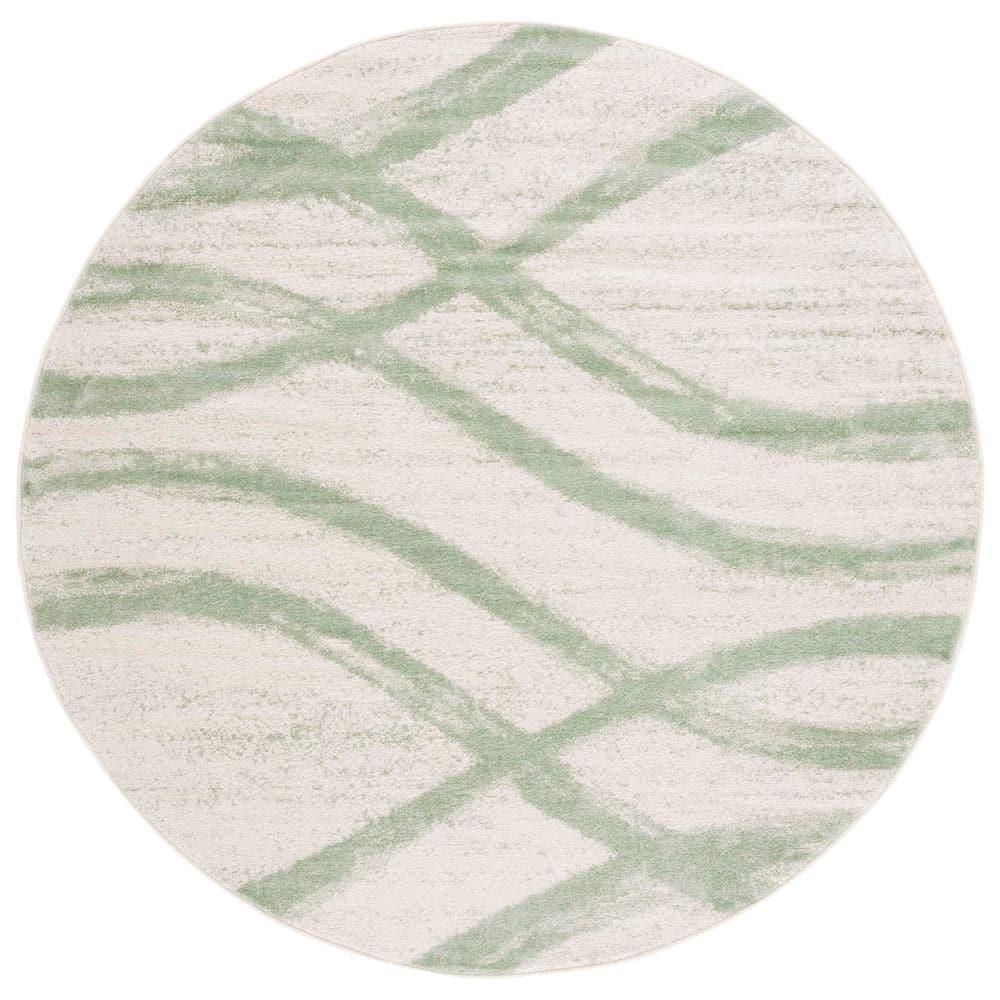 SAFAVIEH Adirondack Ivory/Sage 6 ft. x 6 ft. Waves Round Area Rug ...
