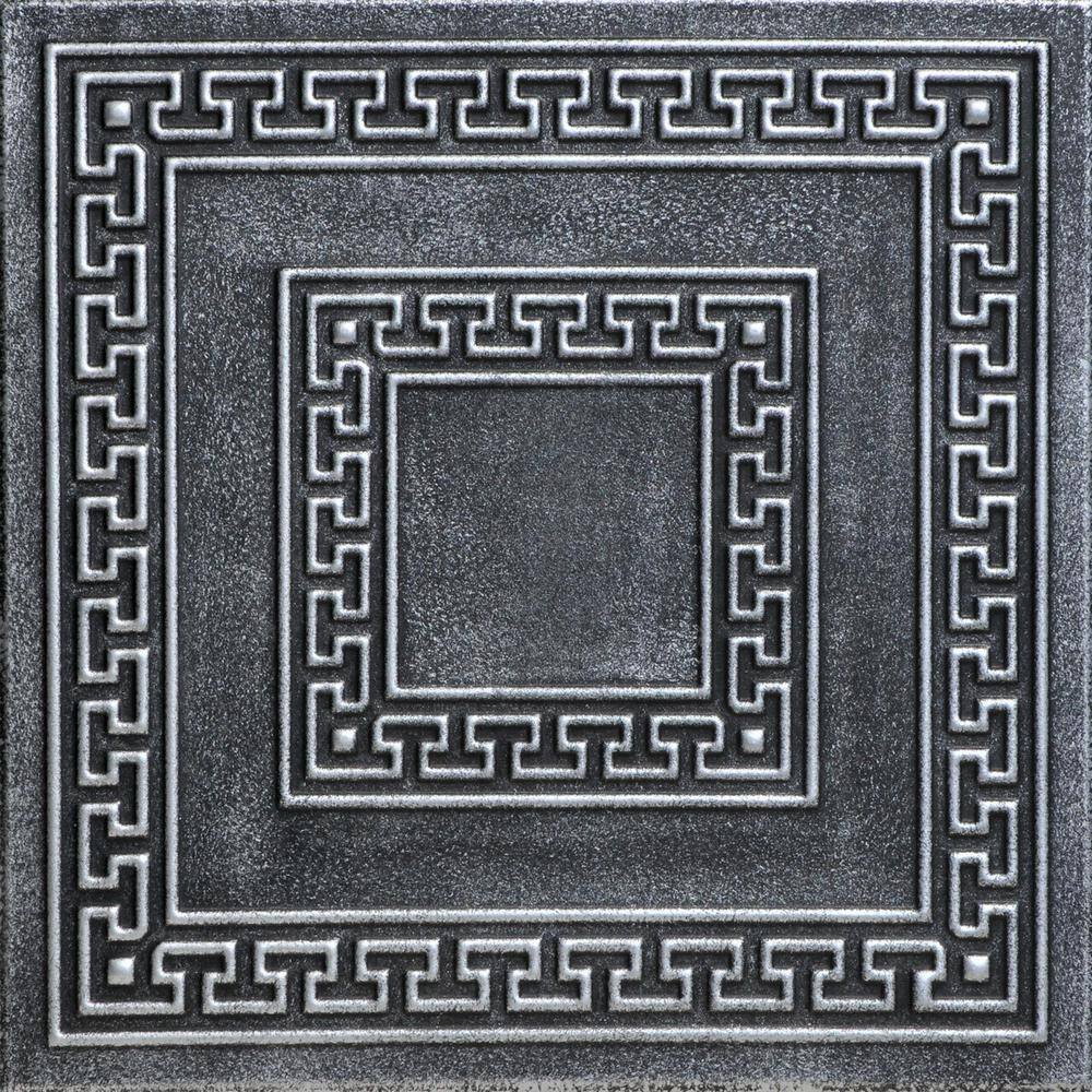 A La Maison Ceilings Greek Key Black Silver 1.6 ft. x 1.6 ft ...