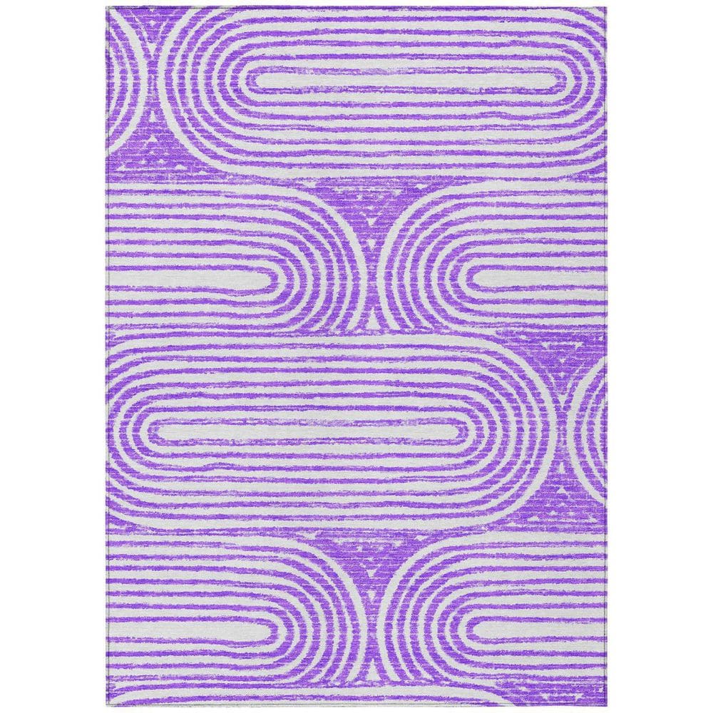 HomeRoots Purple, White 8 ft. x 10 ft. Woven Abstract Polyester ...