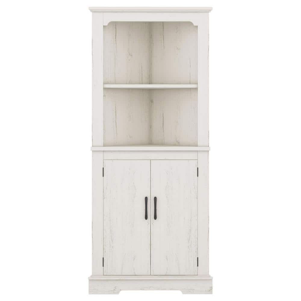XUJMK 31 in. W x 22 in. D x 69 in. H Beige Linen Cabinet, Tall Corner ...