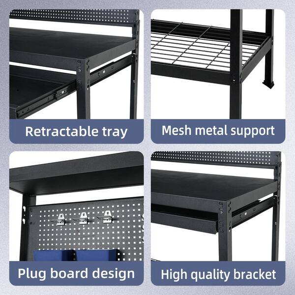 Siavonce 22 in. W x 48 in. D 1-Drawer Tools Cabinet Work Table ...