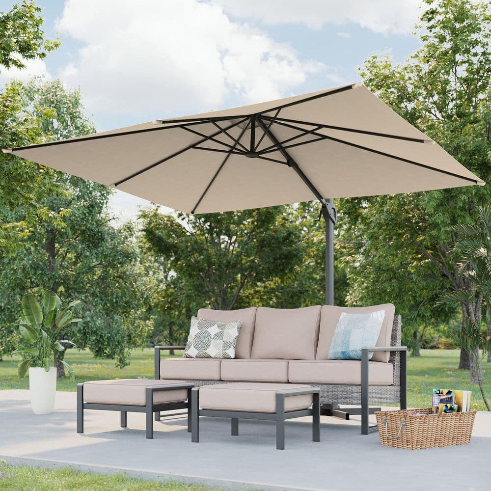 Sonkuki 10 x 8 ft. Metal Cantilever Patio Umbrella with 360° Rotation ...