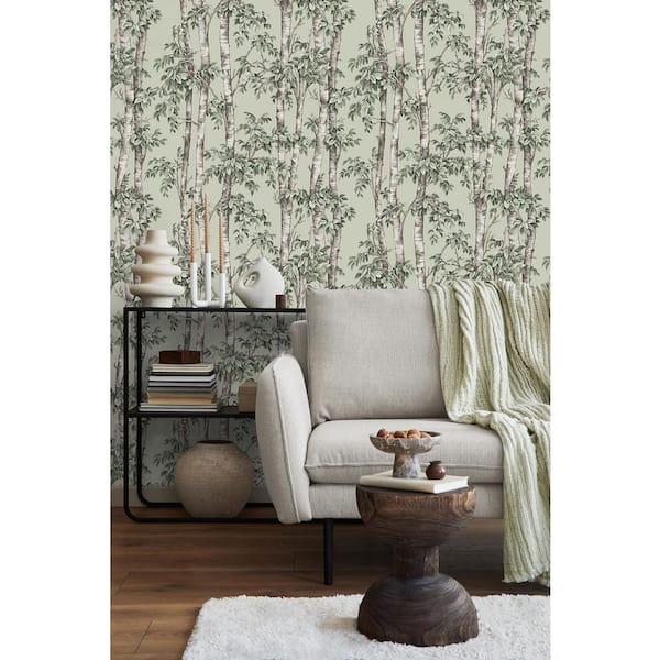 Fine Decor Bastian Green Trees Wallpaper Sample FD43341SAM - The Home Depot