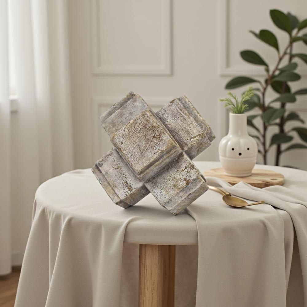 Benjara White 10.0 in. x 10 in. Crossed Ceramic Tabletop Decor BM331433 ...