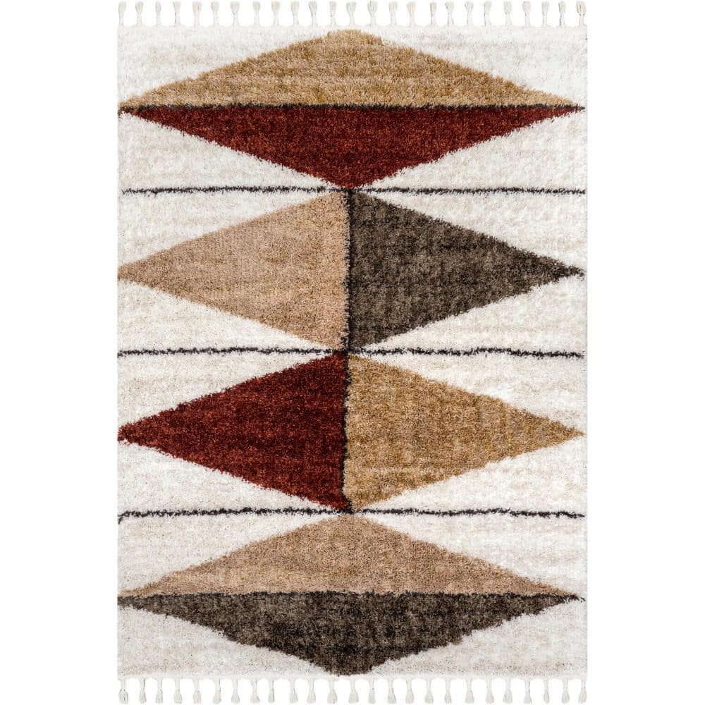 nuLOOM Kali Multi 5 ft. x 8 ft. Geometric Shag Area Rug OZFG10D-508 ...