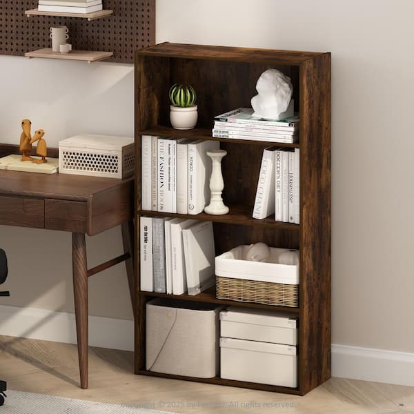Furinno Simple 41.7 in. Tall Amber Pine Wood 4-Shelf Bookcase NA11209AP ...