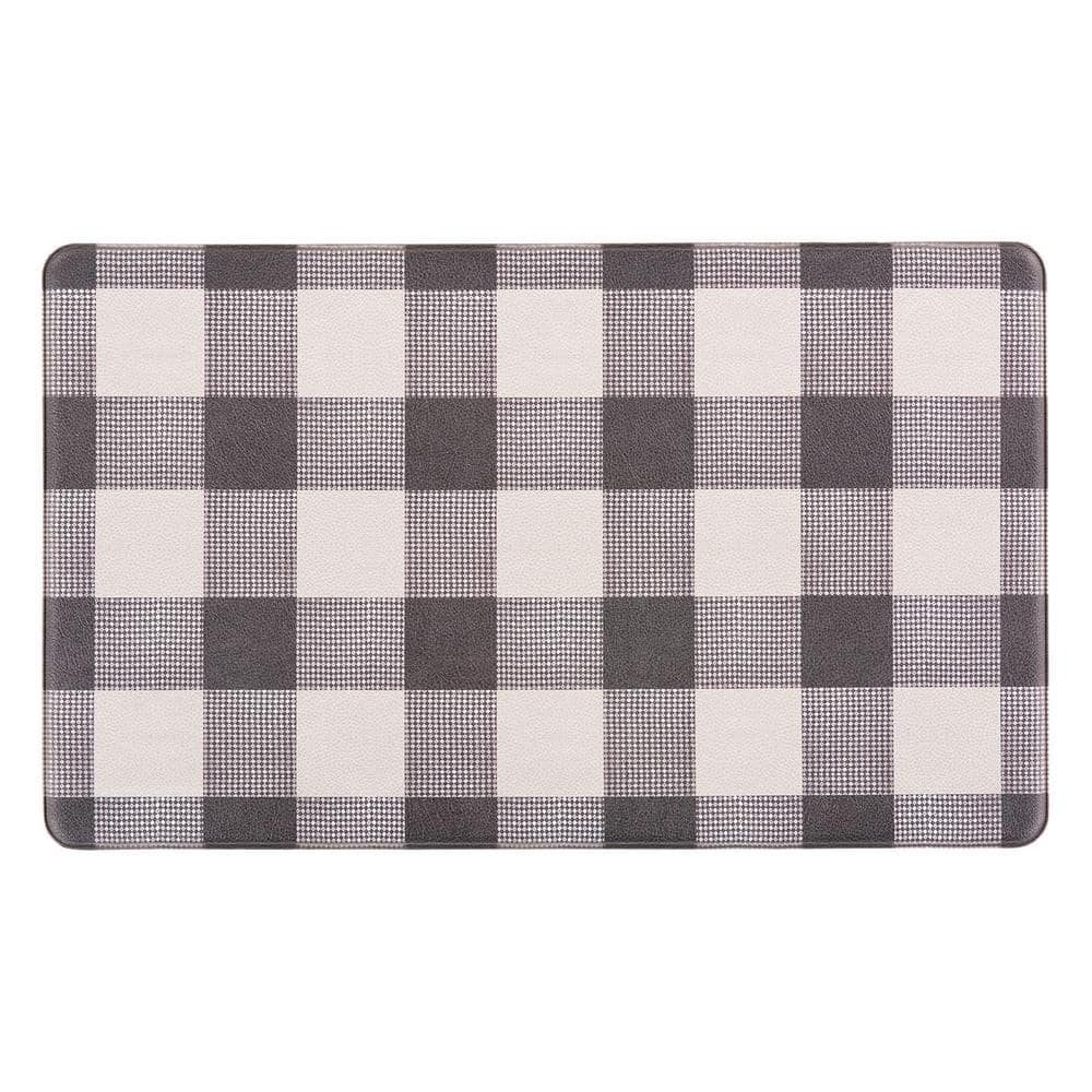 World Rug Gallery Checkered Plaid Black 18 in. x 30 in. Anti-Fatigue ...