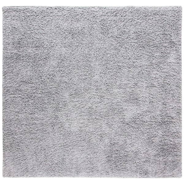 SAFAVIEH August Shag Silver 4 ft. x 4 ft. Solid Square Area Rug AUG200G ...