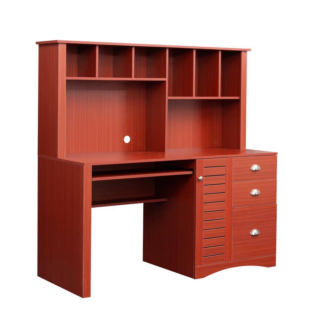 Aoibox 59 in. Red Home Office Computer Desk with Hutch SNMX622 - The ...