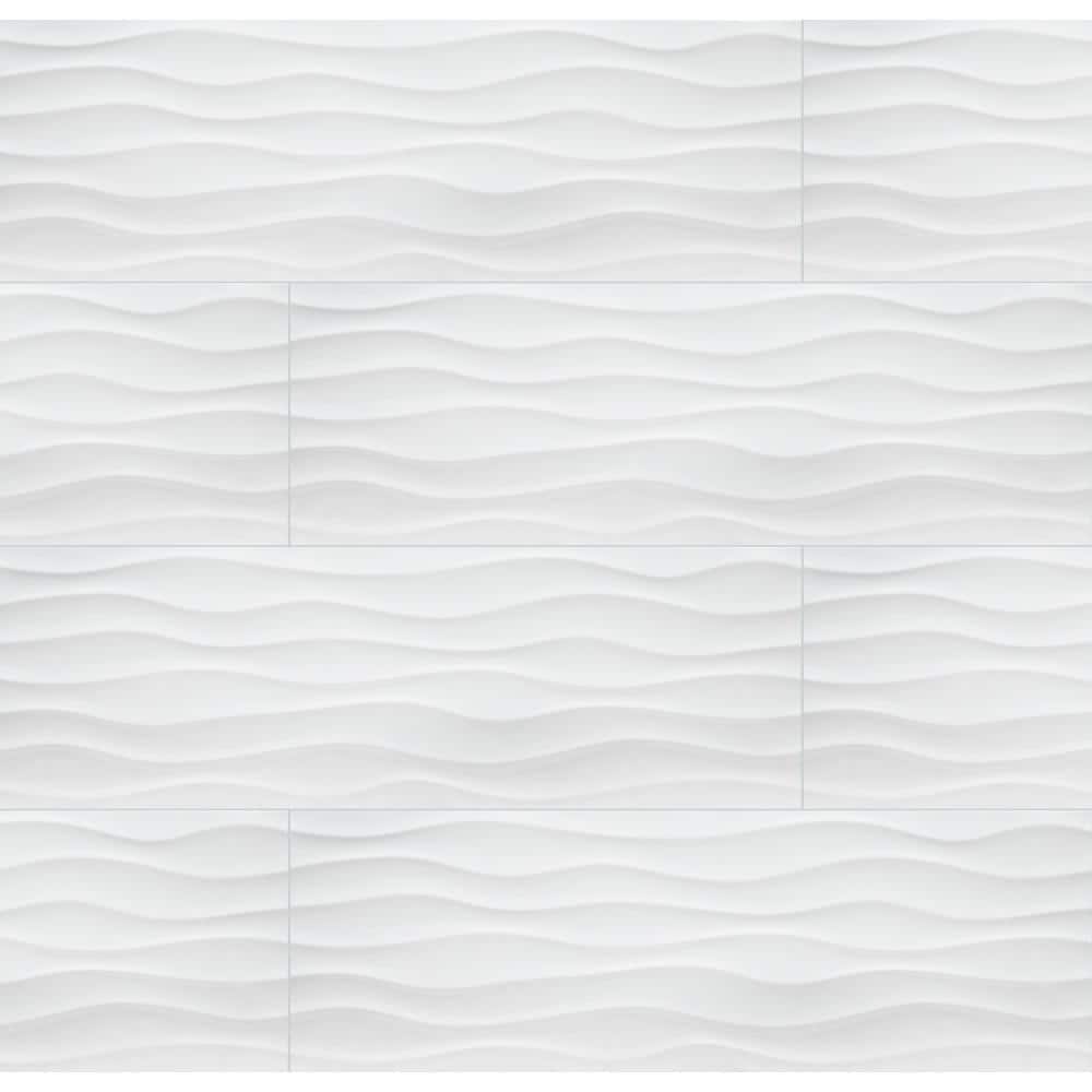 MSI Dymo Wavy White 12 in. x 36 in. Glossy Ceramic Wall Tile (540 sq ...
