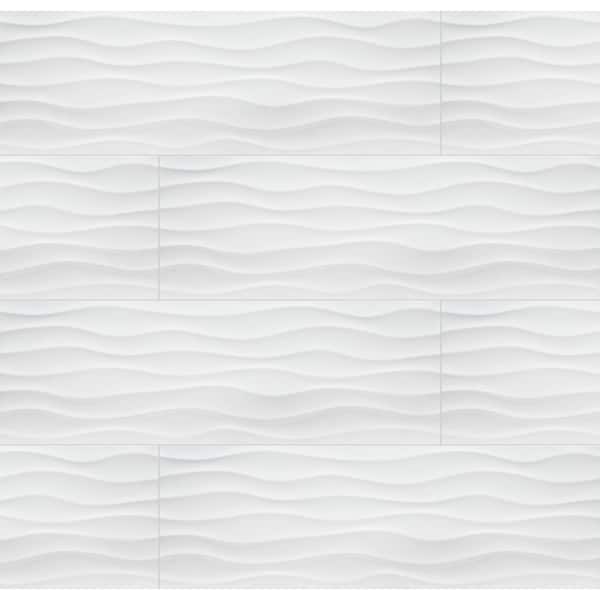MSI Dymo Wavy White 12 in. x 36 in. Glossy Ceramic Wall Tile (540 sq ...