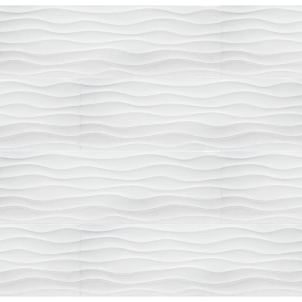 MSI Take Home Tile Sample - Dymo Wavy White 4 in. x 4 in. Glossy Glazed ...