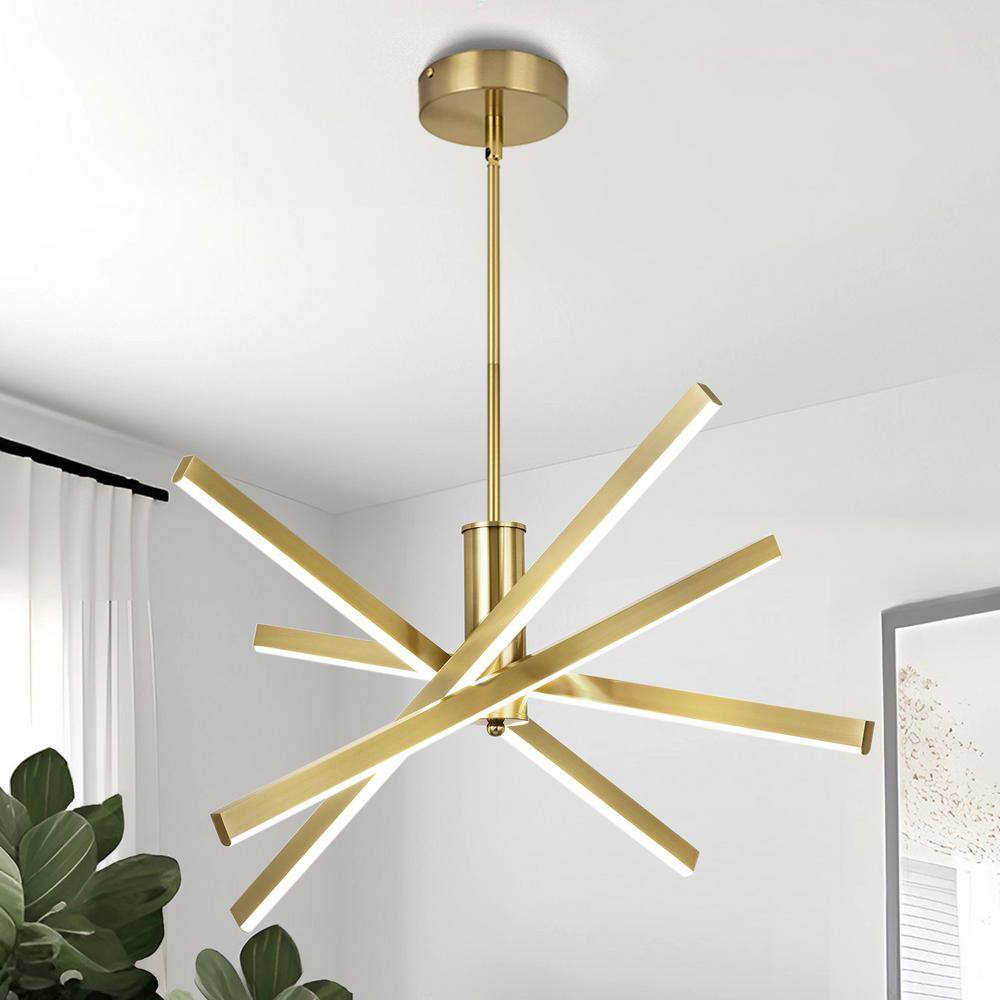 Henveton Kinlea 4 Light Integrated LED Golden Sputnik Modern Linear ...