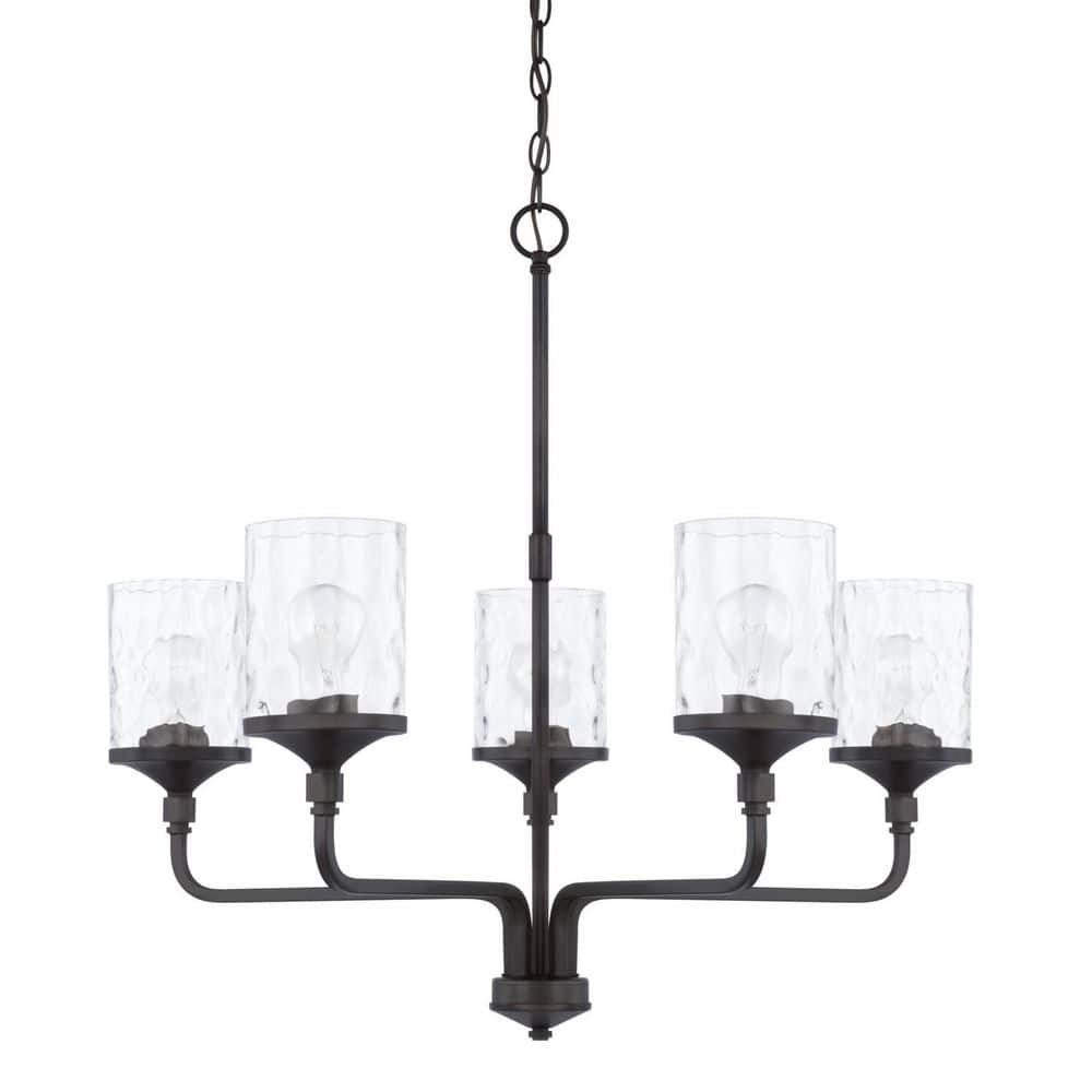 HOMEPLACE LIGHTING Colton 28 in. W x 26.5 in. H 5-Light Clear Water ...