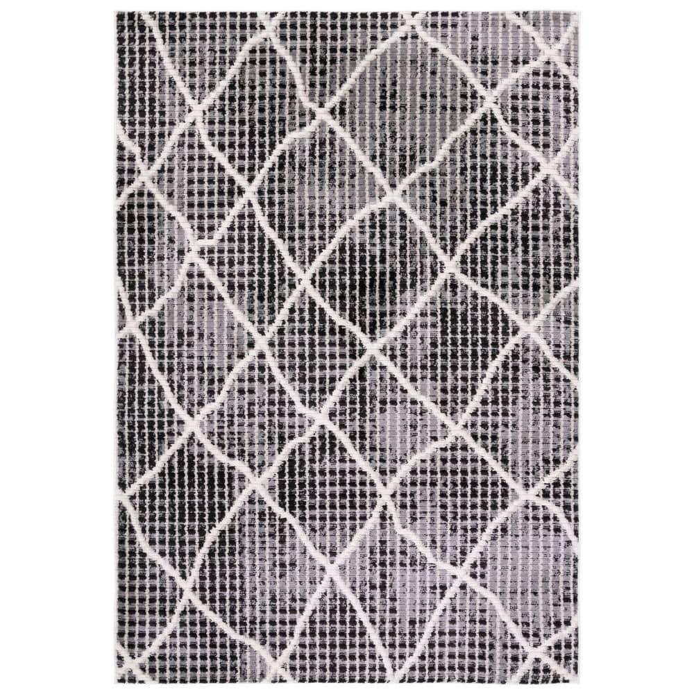 SAFAVIEH Marrakesh 5 ft. x 8 ft. Charcoal/Ivory Abstract Diamond Area ...