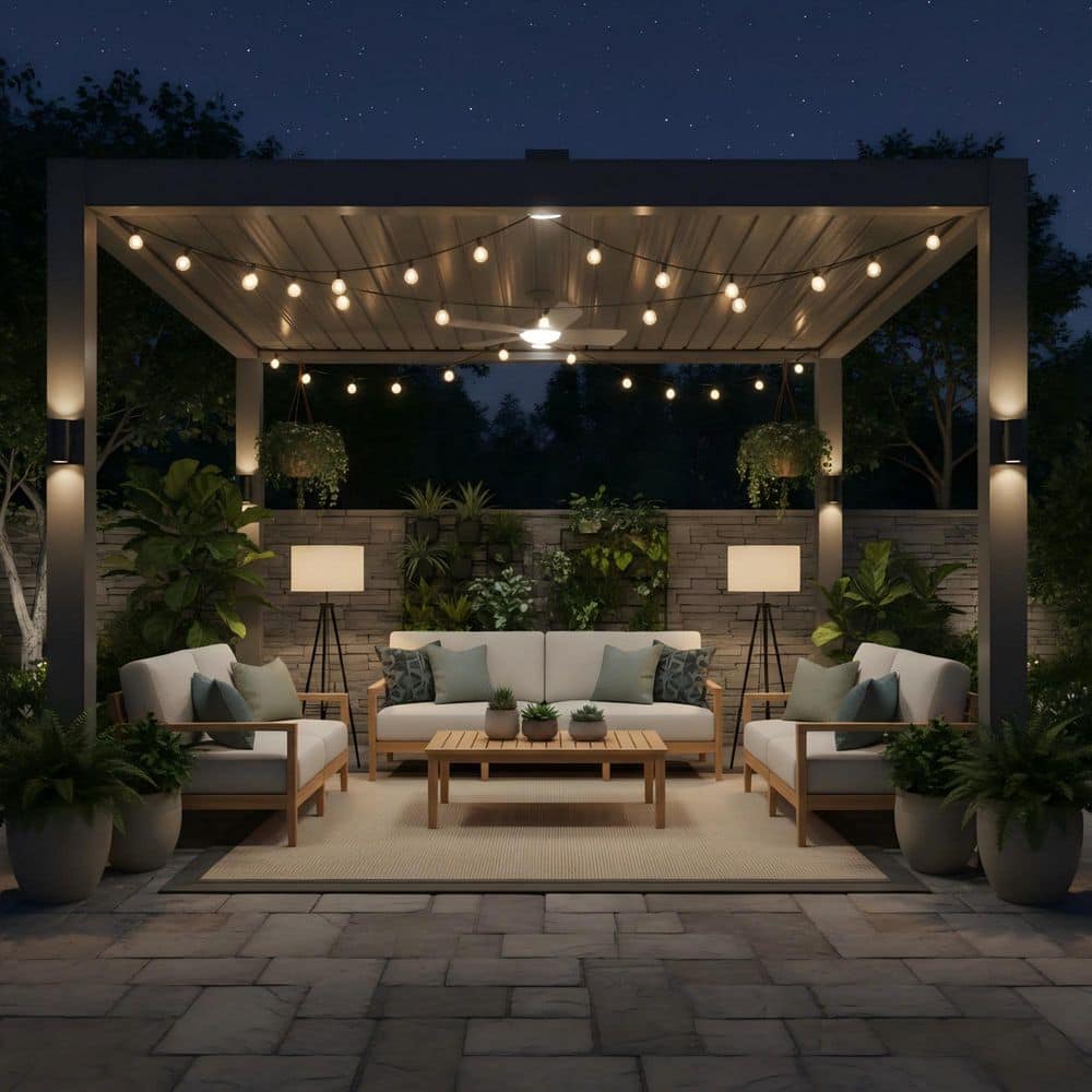 Mondawe 13 ft. x 13 ft. Dark Gray Aluminum Outdoor Solar-Powered ...