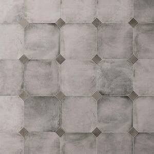 Merola Tile Laverton Octagon Grafito with Taco Nieve 8 in. x 8 in ...