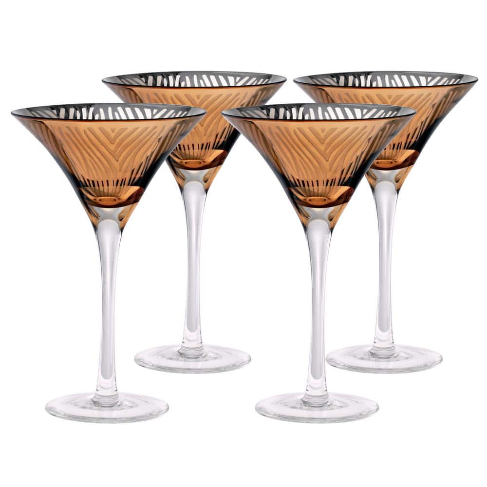Artland 8 oz. Zebra Gold Design Martini Glass (Set of 4)-51172B - The ...