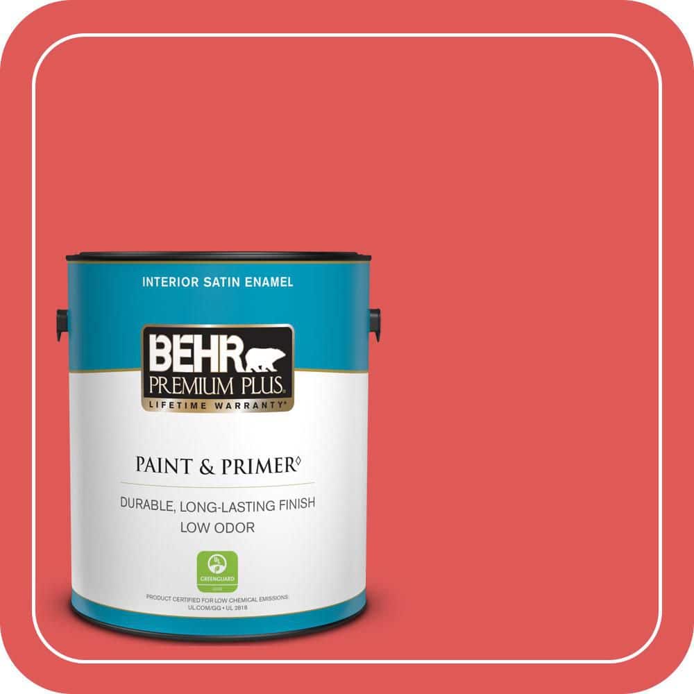 BEHR PREMIUM PLUS 1 gal. #150B-6 Firecracker Satin Enamel Low Odor ...