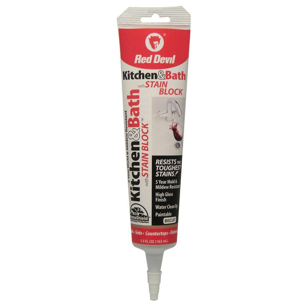 Red Devil 5.5 oz. Beige Kitchen and Bath with Stain Block Caulk-0755/22 ...