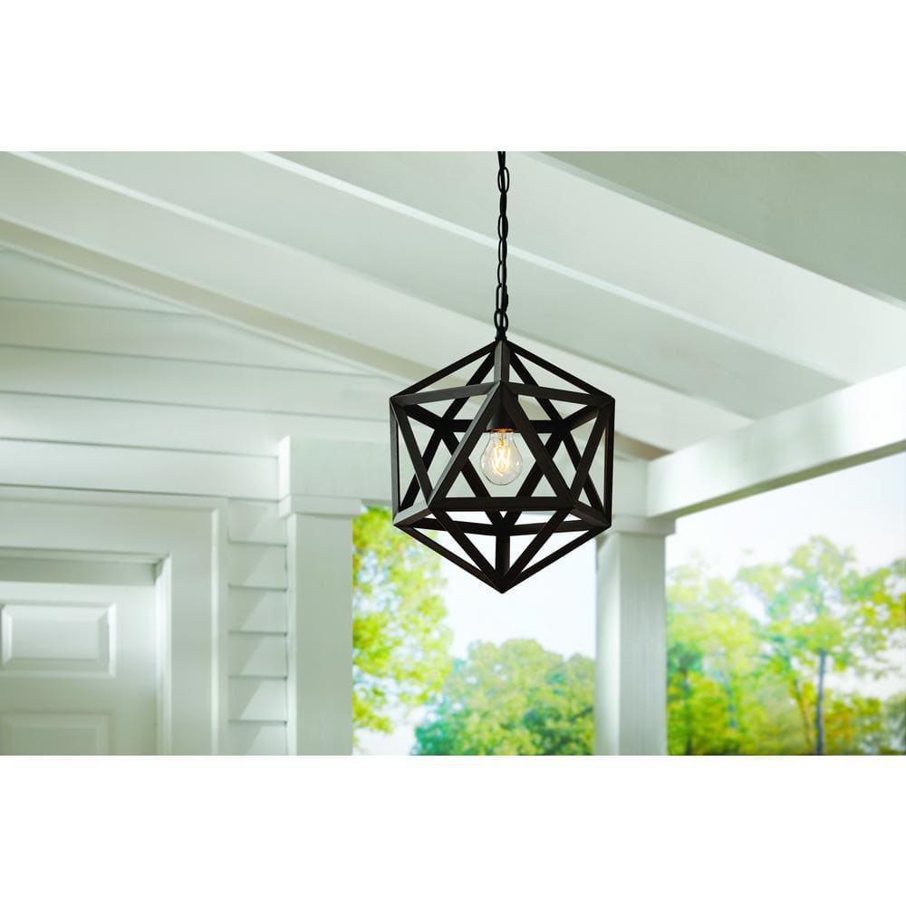 Hampton Bay 7.36 in. 1-Light Bronze Outdoor Light Pendant Light Light ...