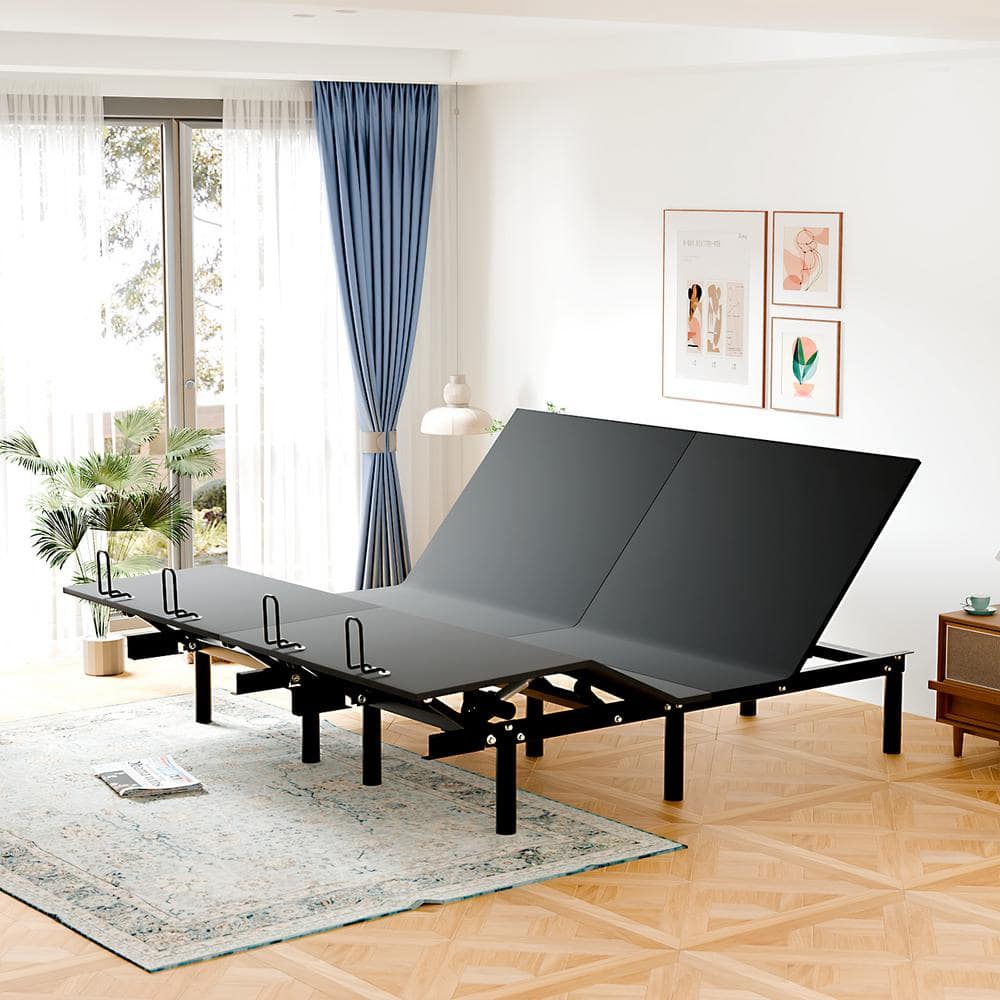 TENONER Black, King - Split, Adjustable Bed Frame with Wireless Remote ...