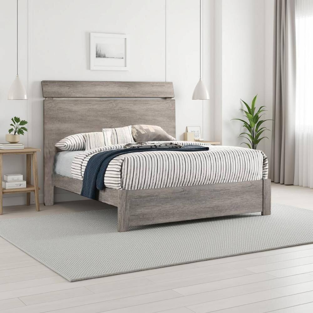 Benjara Posy Gray Wood Frame King Size Platform Bed with Split ...