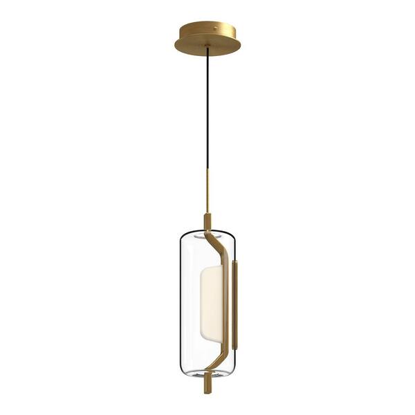 KUZCO Hilo 5 in. 1 Light 11-Watt Brushed Gold Integrated LED Pendant Light PD28515-BG - The Home ...
