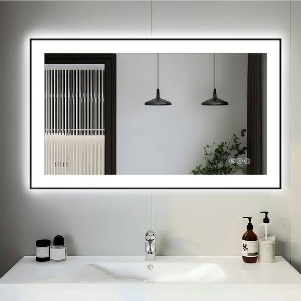 UPIKER Aura 55 in. W x 30 in. H Rectangular Frameless Anti-Fog Ceiling ...