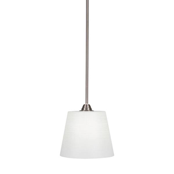 Madison 100-Watt 1-Light Brushed Nickel Shaded Pendant Light with 10 in ...