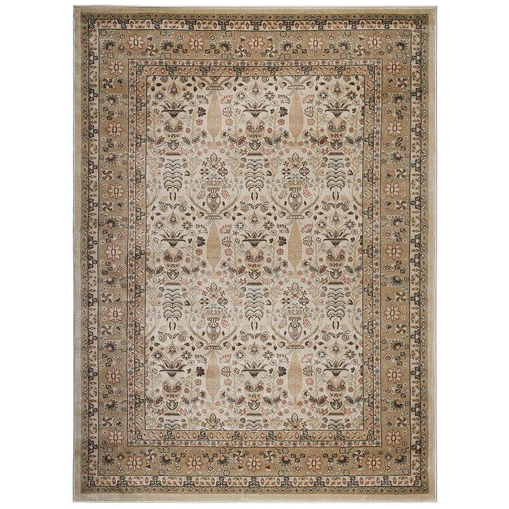 RADICI USA Garda Cream 5' x 7' Traditional Oriental Floral Area Rug ...