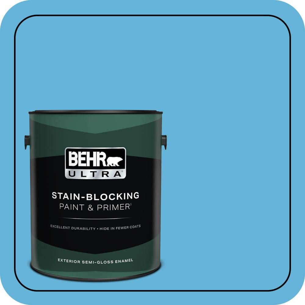 BEHR ULTRA 1 gal. #540B-5 Riviera Blue Semi-Gloss Enamel Exterior Paint ...
