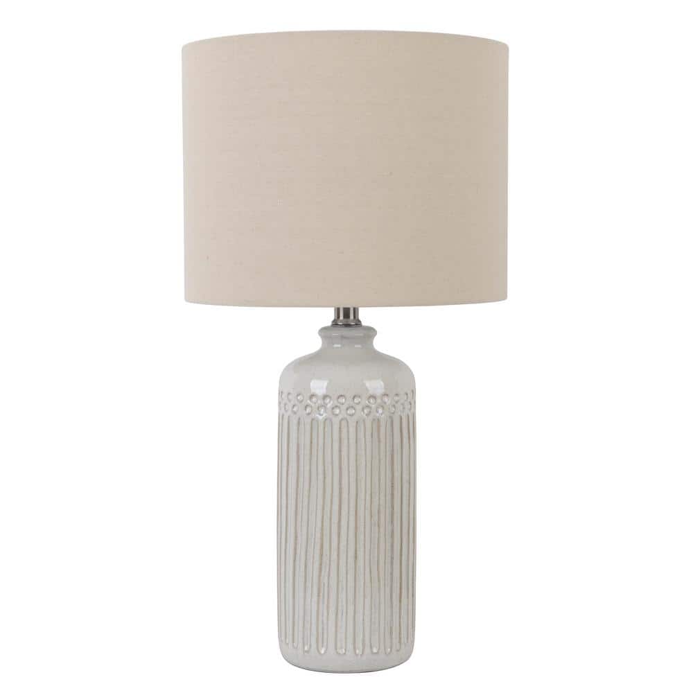 Decor Therapy 24.5 in. Harold Ivory Ceramic Seeded Rib Pattern Table ...